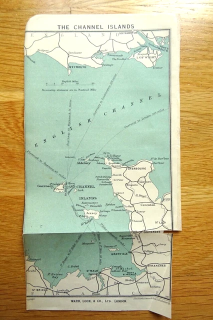 1930S CHANNEL ISLANDS Map - folded paper map from old guide book £4.99 ...