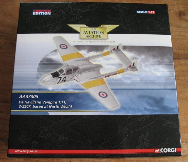 CORGI AVIATION ARCHIVE De Havilland Vampire T.11 Wz507 Raf 1:72 ...