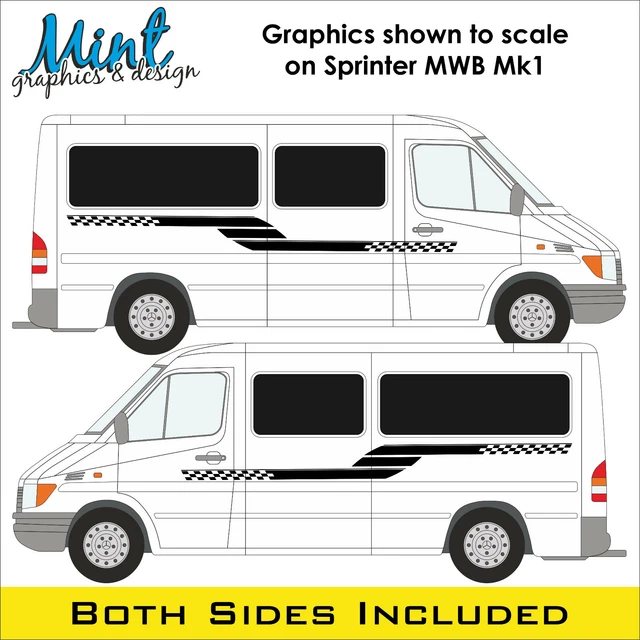 MWB MERCEDES SPRINTER MK1 Wohnmobil Seitenstreifen Aufkleber Aufkleber ...