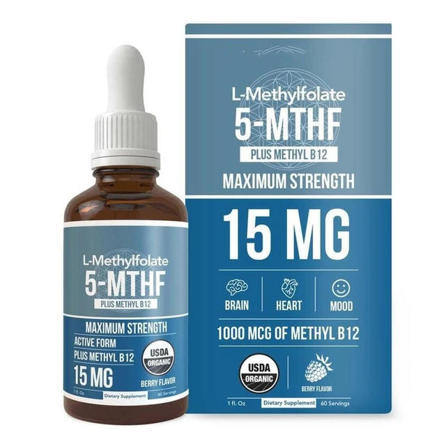 L-METHYL FOLATE 5-MTHF Drops 1000 Mcg - Liquid Vitamins Folate ...