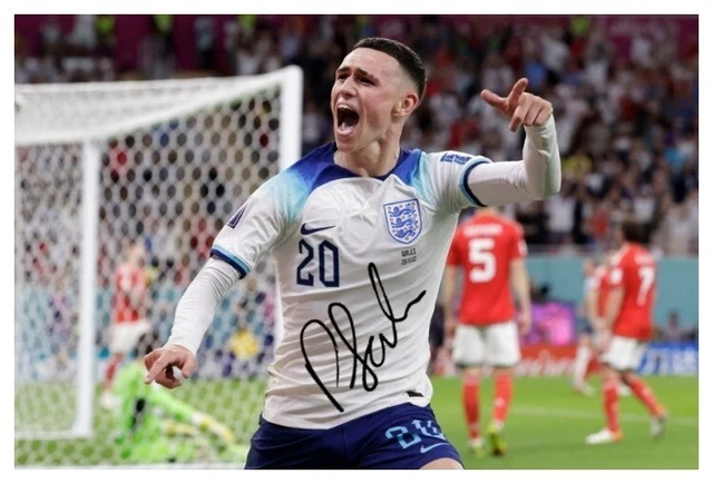 PHIL FODEN - ENGLAND QATAR 22 WORLD CUP - 6x4 Signed Autograph PHOTO ...