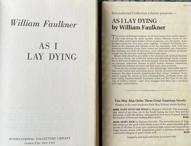 AS I LAY Dying-William Faulkner-International Collector's Library ...