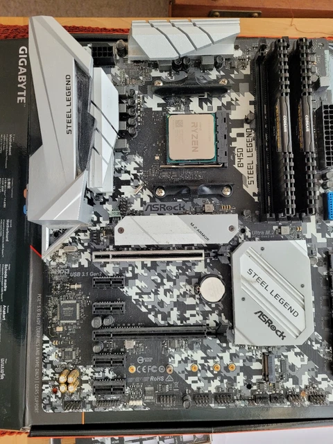 ASROCK B450 STEEL Legend ATX Bundle with processor RAM and I/O shield £ ...