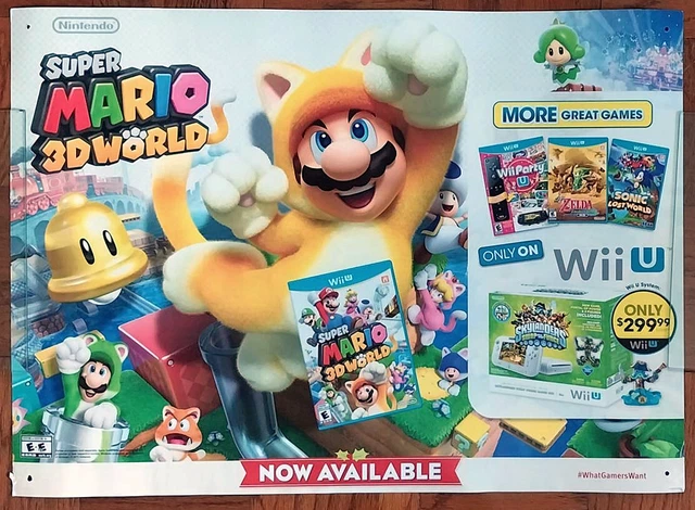 2013 NINTENDO SUPER Mario 3D World Wii U Gamestop Store Promo Ad Poster 26x36 74.99 PicClick