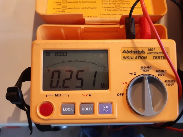 ALPHATEK 1601 AUTORANGING Insulation IR Tester (megger) 250V, 500V ...