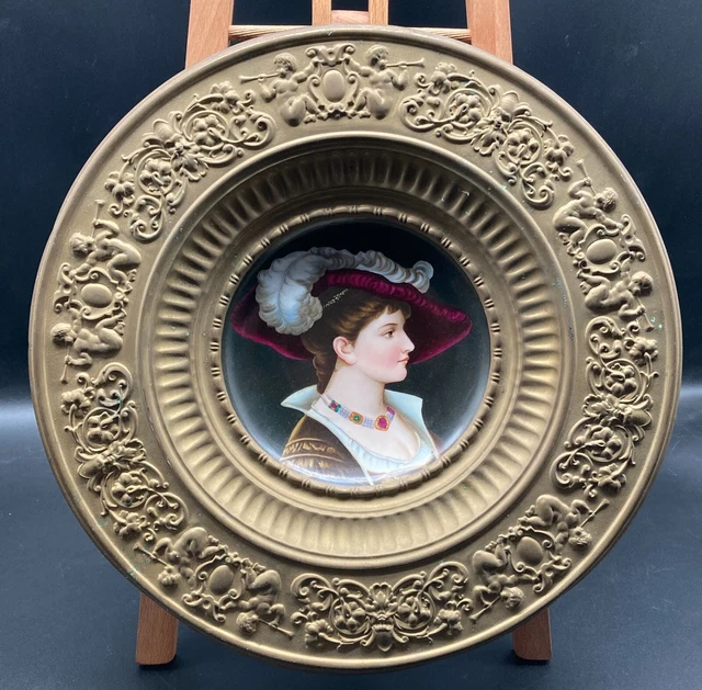 WANDTELLER PORTRÄT FRAU Seitenprofil Gründerzeit Porzellanmalerei um 1900 Antik EUR 250,00 ...