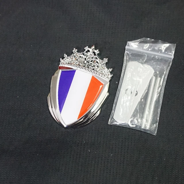 1X CHROME SILVER France Flag Metal Grille Emblem Badge Car 3D Coupe ...