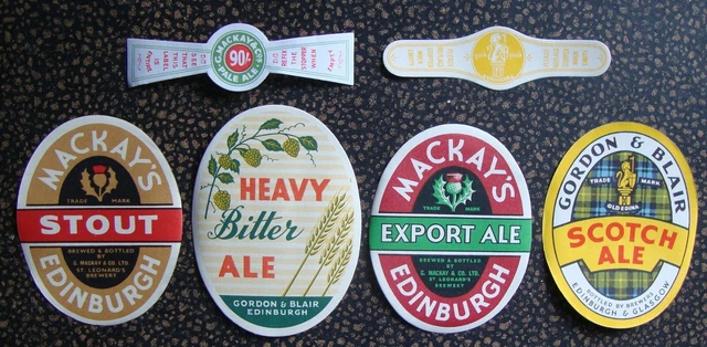 6 DIFFERENT 1950S' Scottish Beer Bottle Labels & Neck Seals №9☆ I Send ...