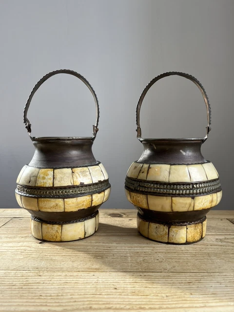 BRASS & BONE Antique Pots Pair £52.68 - PicClick UK