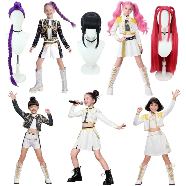 GIRLS KPOP DEMON Hunters Costume Rumi Mira Zoey Cosplay Fancy Dress ...