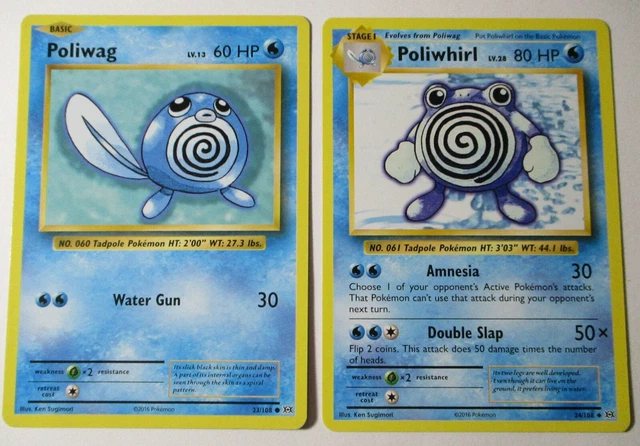 POLIWAG 23/108 POLIWHIRL 24/108 XY Evolutions 2 Pokemon Card $2.00 ...