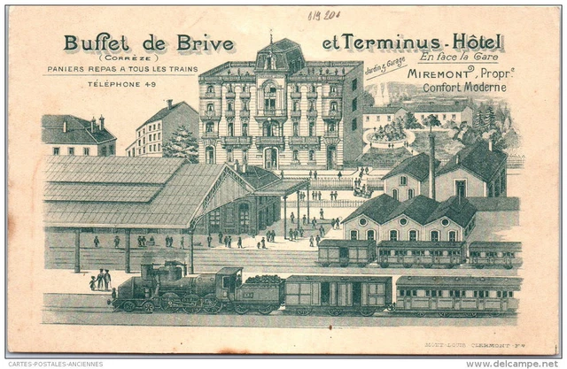 19 BRIVE - Carte publicitaire du Buffet de brive et terminus hotel EUR ...