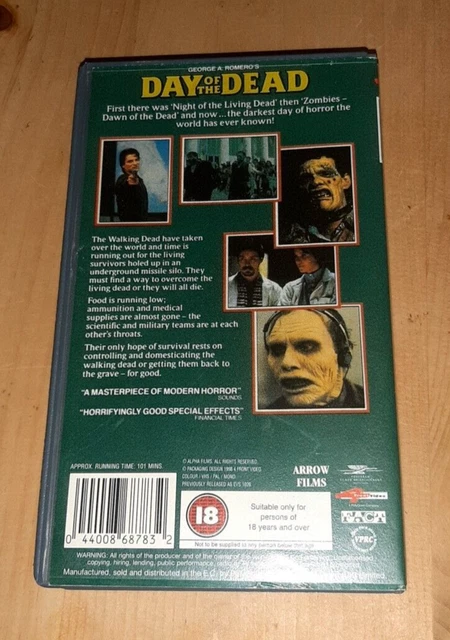 VHS 1980S HORROR Film Day of The Dead George A. Romero 4front Video £6. ...