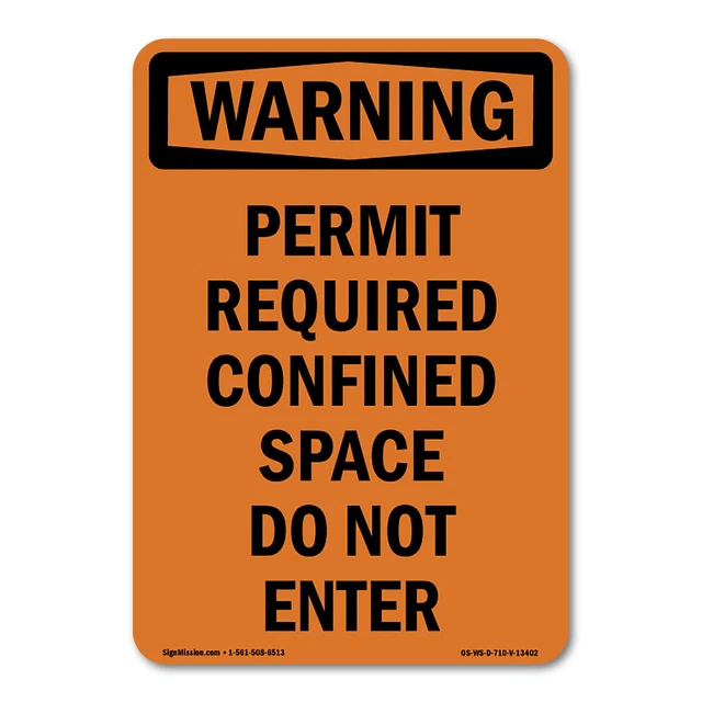 PERMIT REQUIRED CONFINED Space Lockout Tagout ANSI Warning Sign Metal ...