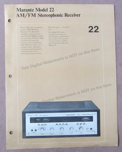 Orig 1970 Marantz Model 33 Stereo Console Preamplifier Features Specs 