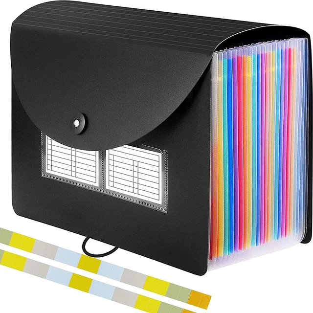 24 POCKETS EXPANDING File Folder with Blank Labels, Expanding Filling ...