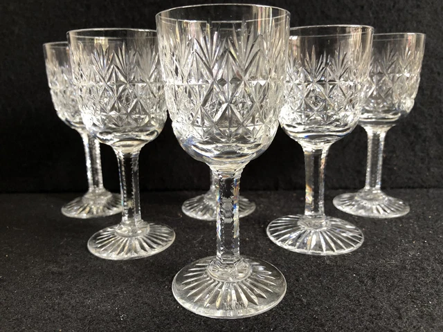 THOMAS WEBB CRYSTAL - WELLINGTON Cut - Claret Wine Glass / Glasses - 4 ...