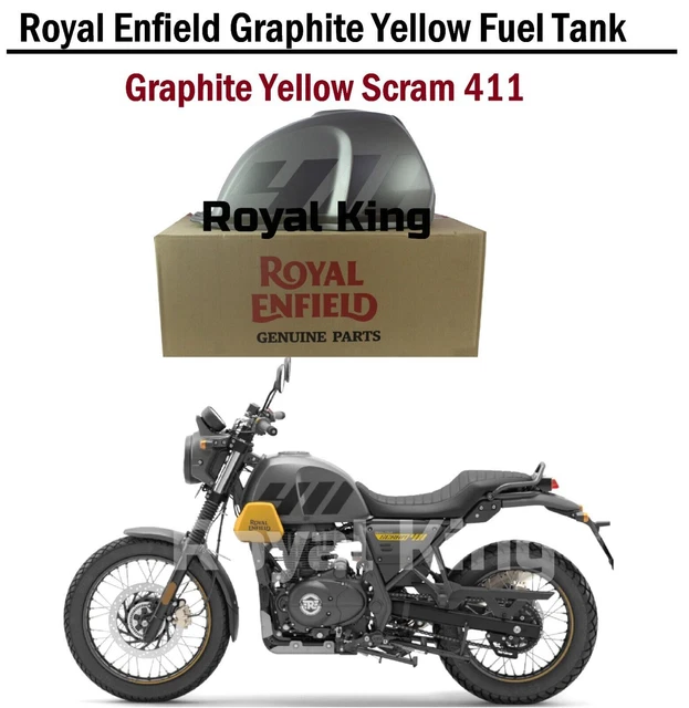 ROYAL ENFIELD &GRAPHITE Yellow" SCRAM 411 "Petrol Fuel Gas Tank" EUR ...