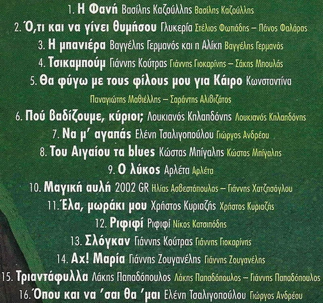 GREEK 80S HITS cd2 Kazoullis ARLETA Adreou BIGALIS GIOKARINIS 16 tracks ...