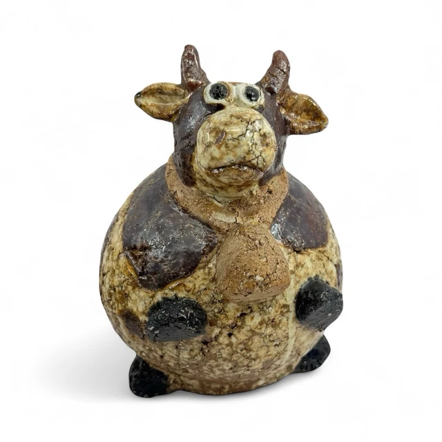 ATHEZZA – VACHE Assise Céramique Craquelée – H 18 cm – Vintage - Signée ...