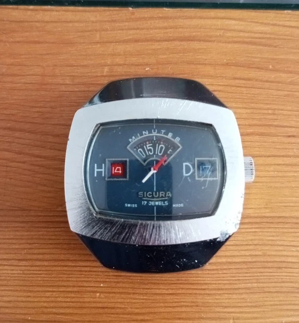 RARE MONTRE ANCIENNE mécanique guichet Sicura Orologio Reloj EUR 49,00 ...