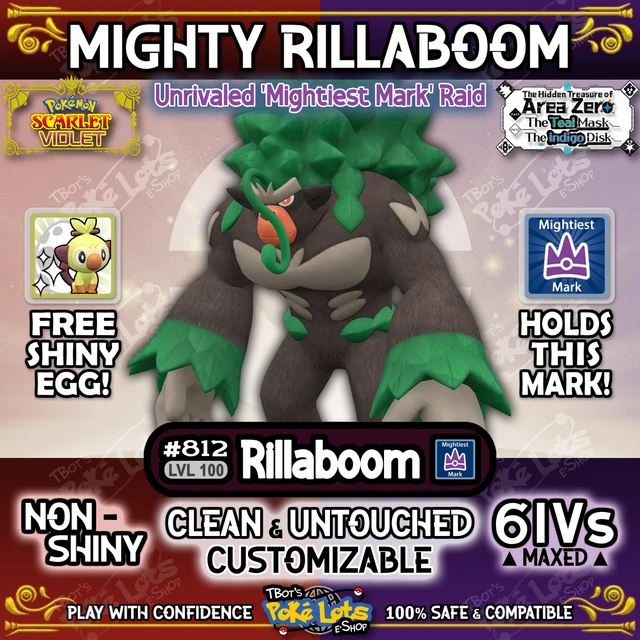 🌎 POKEMON SCARLET Violet 🏆 Rillaboom 🥇 Mighty Mark Raid 🏆 6IV Shiny ...