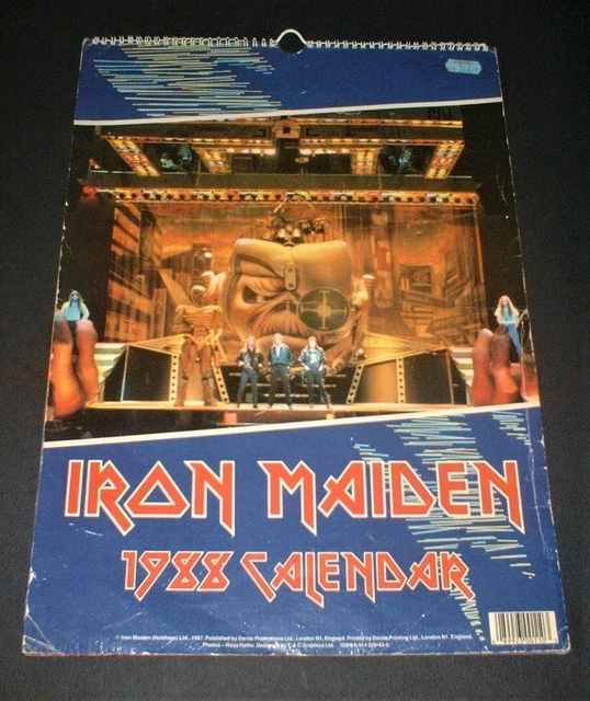RARE ORIGINAL VINTAGE IRON MAIDEN 1988 OFFICIAL LICENSED CALENDAR ...