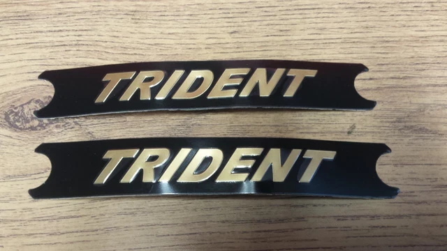 TRIUMPH T160 TRIDENT Side Cover Badge Decal Gold On Black Short 60-4569 ...