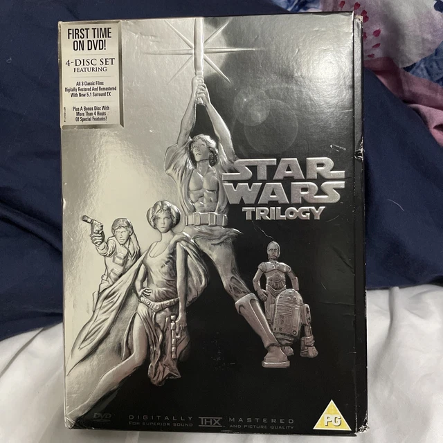 STAR WARS THE Original Trilogy 4-Disc DVD Boxset w/ Bonus DVD 2004 - Rare Silve* EUR 30,52 ...