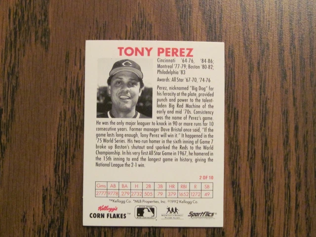 1992 KELLOGGS CORN Flakes All Star Tony Perez 3-D Nr Mt EUR 2,00 ...