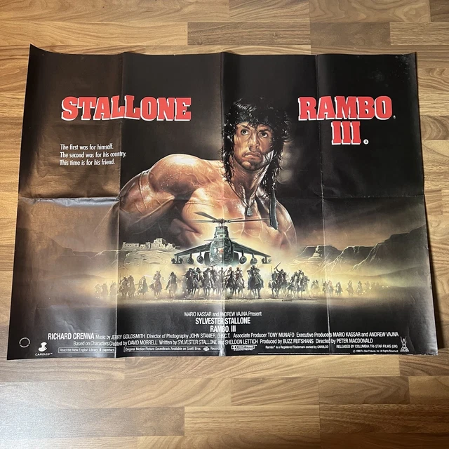 RAMBO III 3 Stallone Original Folded UK Quad Movie Film Cinema Poster ...