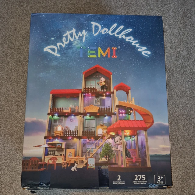 TEMI PRETTY DOLLHOUSE Villa Princess House Kit with 275 Accessories and ...