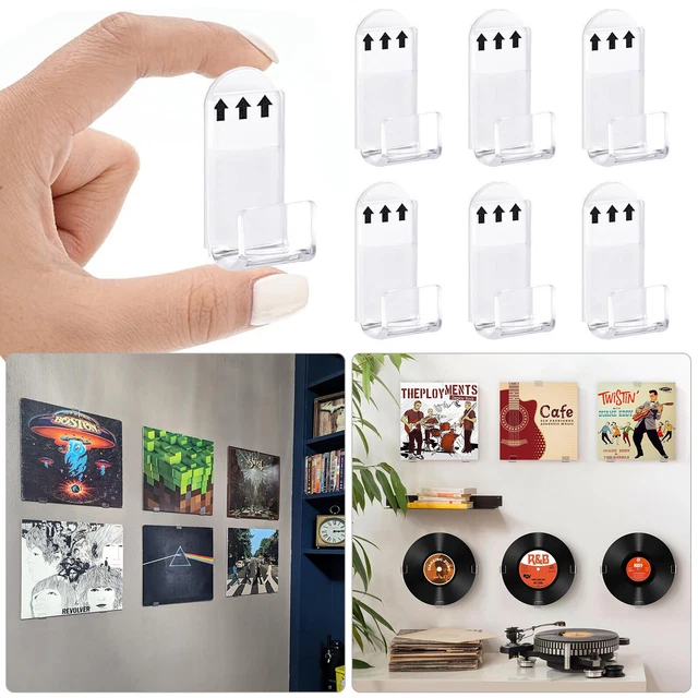 6/30PCS VINYL RECORD Wall Mount Display Shelf Self Adhesive Clear ...
