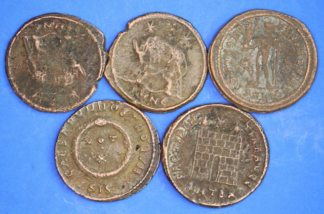 ROMAN BRONZE FOLLIS coins including Constantine I & II AD 317-337 ...