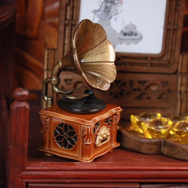 DOLLHOUSE GRAMOPHONE MODEL Mini Furniture Model Handcraft Gift ...