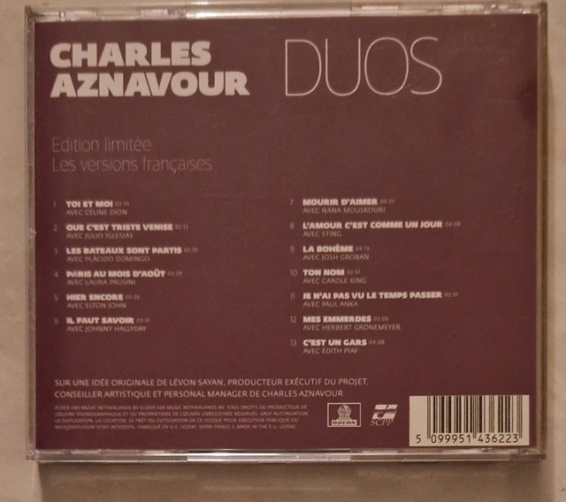 CHARLES AZNAVOUR &DUOS& (CD) EDITION LIMITEE VERSIONS FRANCAISES 13 ...