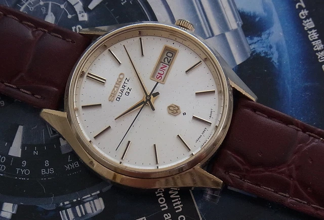 RARE VINTAGE SEIKO Quartz Qz 0923-8000-G English-Kanji Jdm Gold Tone ...