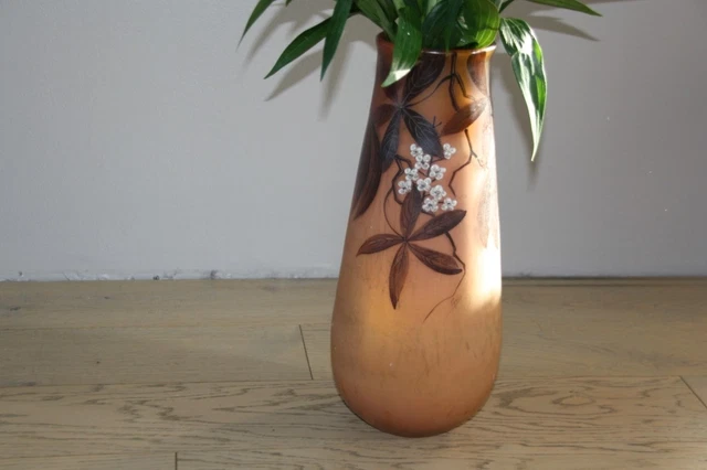 SUPERBE VASE ART Nouveau Signe Fanus A Decor Peint De Fleurs De ...