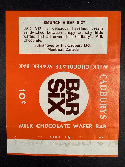 CADBURY’S BAR SIX 1960’s Canadian Milk Chocolate Wafer Bar Wrappers ( 3 ...
