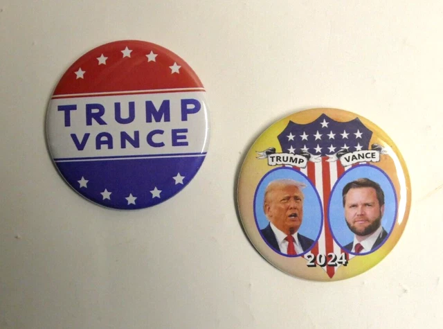 2 BUTTONS DONALD Trump - JD Vance 2024 campaign buttons MAGA 2-1/4 £8. ...
