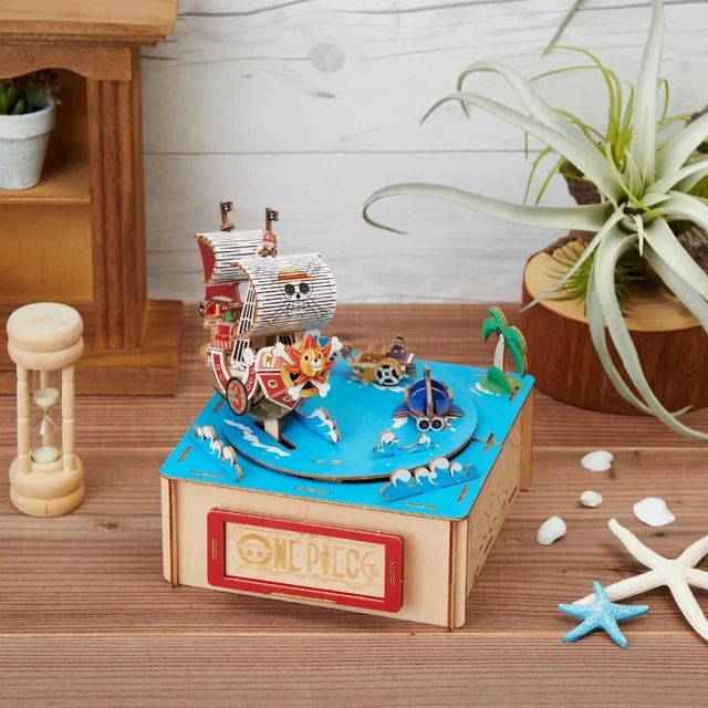 ONE PIECE STRAW Hat Crew with music box wooden 3D puzzle DIY kit from ...