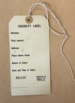 WW2 BRITISH ARMY Casualty Label Normandy Invasion 1944 Original ...