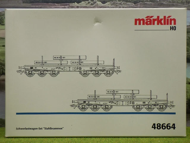 MÄRKLIN 48664 H0 Schwerlastwagen-Set Stahlbrammen mit OVP (VO) A0652 ...