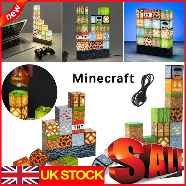 MINECRAFT BLOCK BUILDING Lamp 16 Rearrangeable Light Up Blocks UK £20. ...