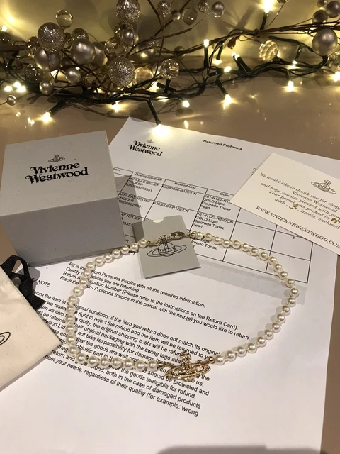 AUTHENTIC VIVIENNE WESTWOOD Mini Bas Relief Pearl Choker Necklace Rose ...