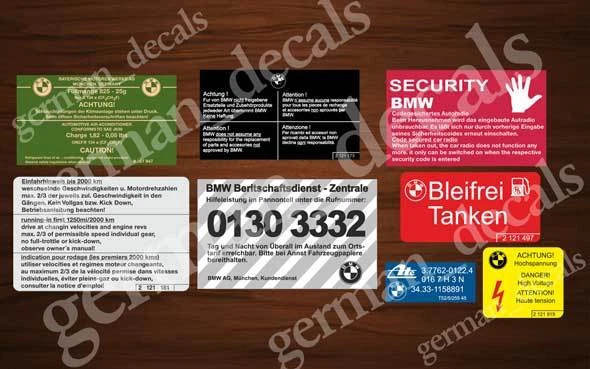 BMW E30 E34, E36, E39 E60 M3 M5, Restoration Aufkleber Decals Stickers ...