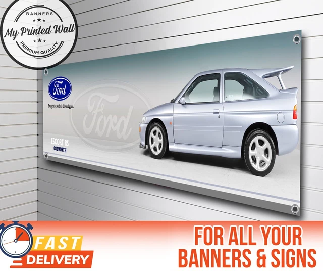 FORD ESCORT RS Cosworth Auralis Blue Banner for Garage, workshop ...