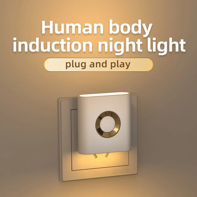 US PLUG 110V Human Body Induction LED Light Plug Into Wall Night Light SG £11.26 - PicClick UK