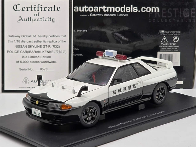 AUTOART NISSAN R32 Skyline GT-R Police Car Ibarki-Kenkei (121) 1:18 ...
