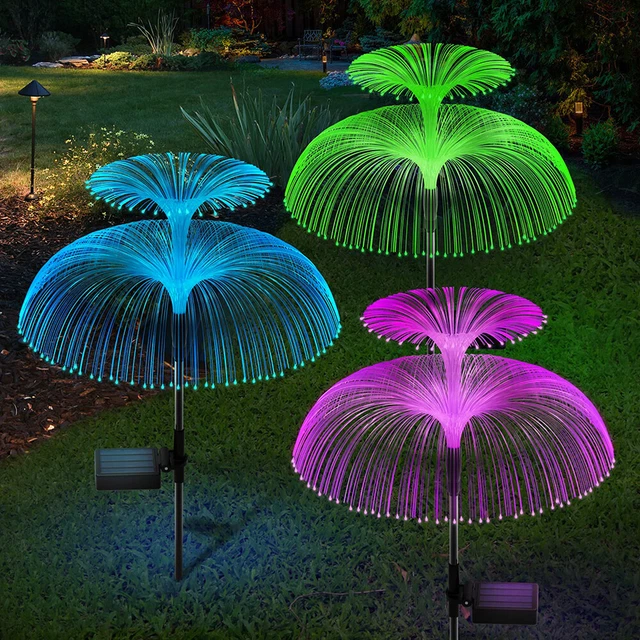 LED SOLARLEUCHTEN GARTEN Dekor RGB Außen Solarlampe Quallen Licht IP65 ...